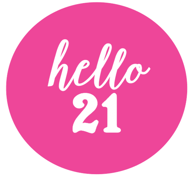 Hello 21 Engraved circle stamp