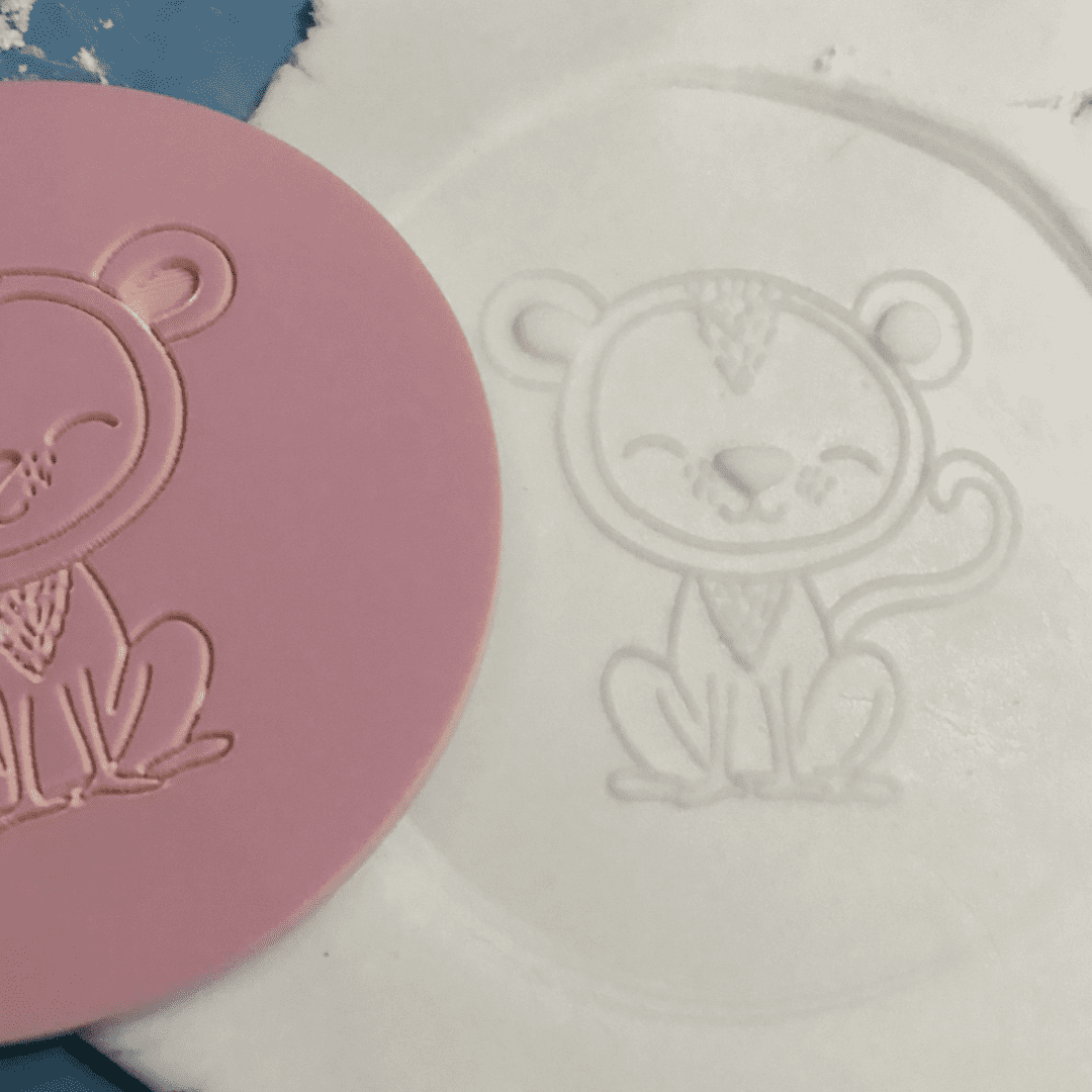 Monkey Full Body Engraved circle stamp