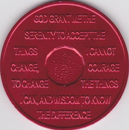 1 Month Sobriety chip Aluminium Red