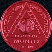 1 Month Sobriety chip Aluminium Red