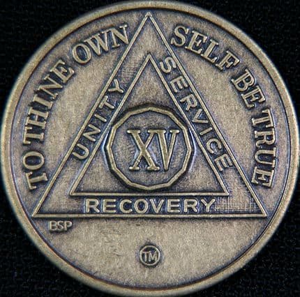 15 Year Bronze Sobriety Chip