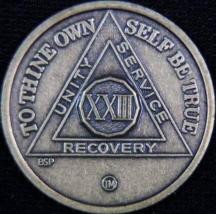23 Year Bronze Sobriety Chip