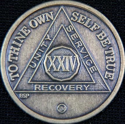 24 Year Bronze Sobriety Chip