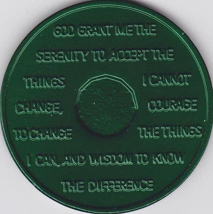 3 Month Sobriety chip Aluminium Green
