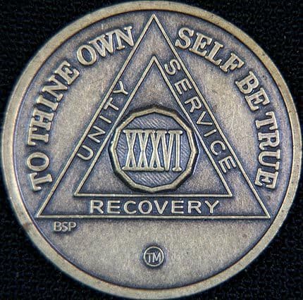 36 Year Bronze Sobriety Chip