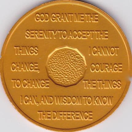 4 Month Sobriety chip Aluminium Gold