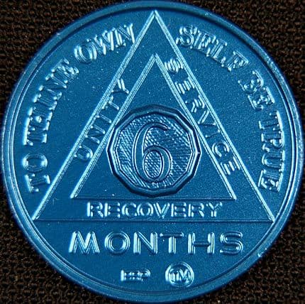 6 Month Sobriety chip Aluminium Blue