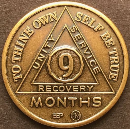 9 Month Sobriety Chip BRONZE