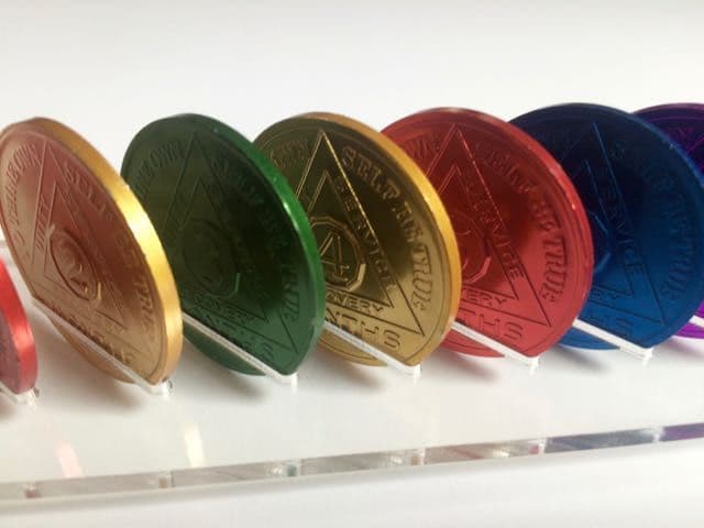 9 Month Sobriety chip Aluminium Purple