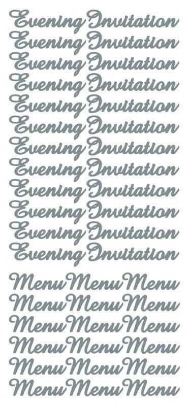 Evening Invitation Menu Silver Peel-Off Stickers By JEJE Produkts