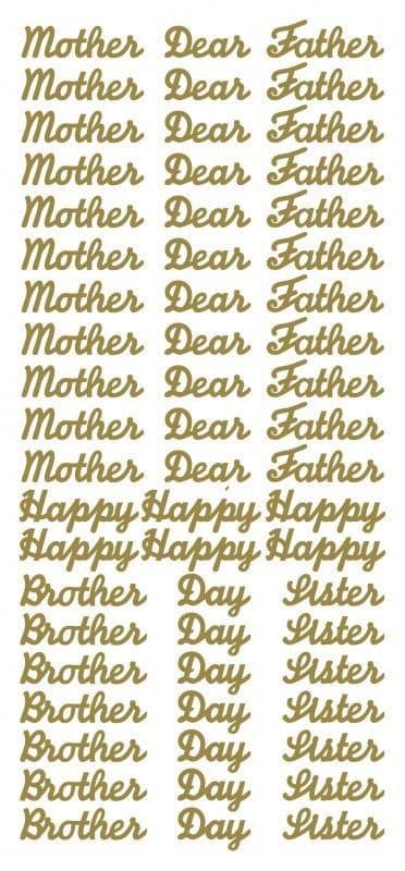 Mother Father Brother Sister Gold Peel-Off Stickers By JEJE Produkts