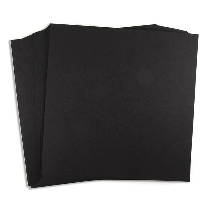 Pink Frog Crafts True Black Card 200gsm 50 12" x 12" Sheets