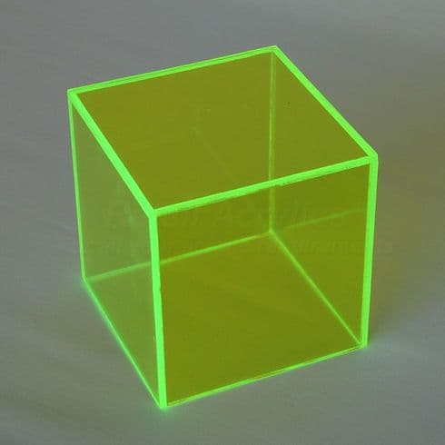 10cm - Fluorescent Green Acrylic Display Cube / Box