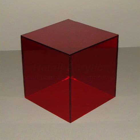 20cm - Red Tint Acrylic Display Cube / Box
