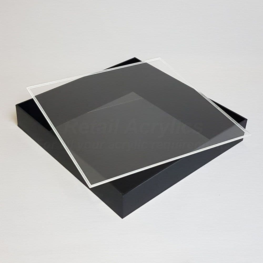 25cm Square Black Acrylic Tray with Lid