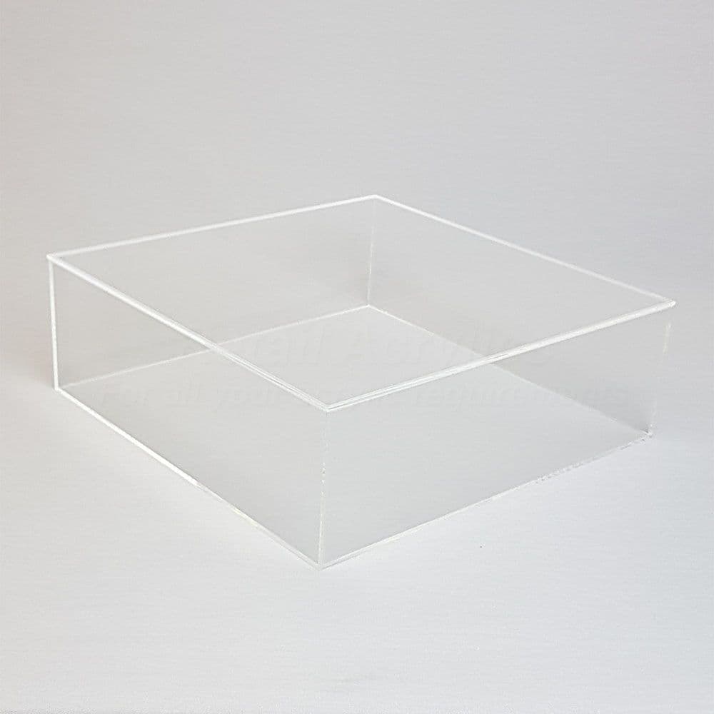 25cm Square Clear Acrylic Tray with Lid - Deep