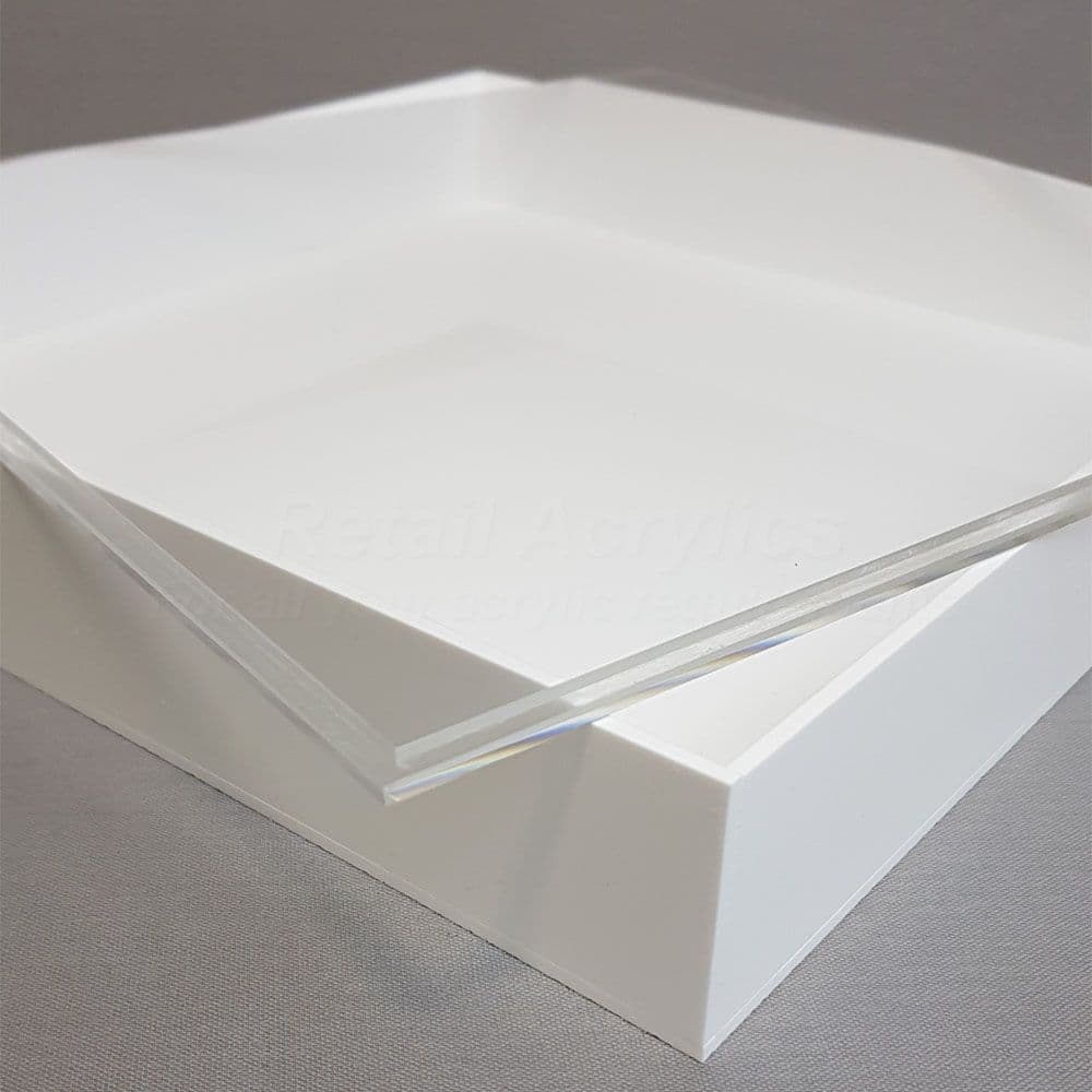 25cm Square White Acrylic Tray with Lid