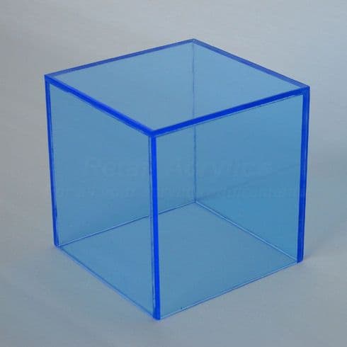 30cm - Fluorescent Blue Acrylic Display Cube / Box