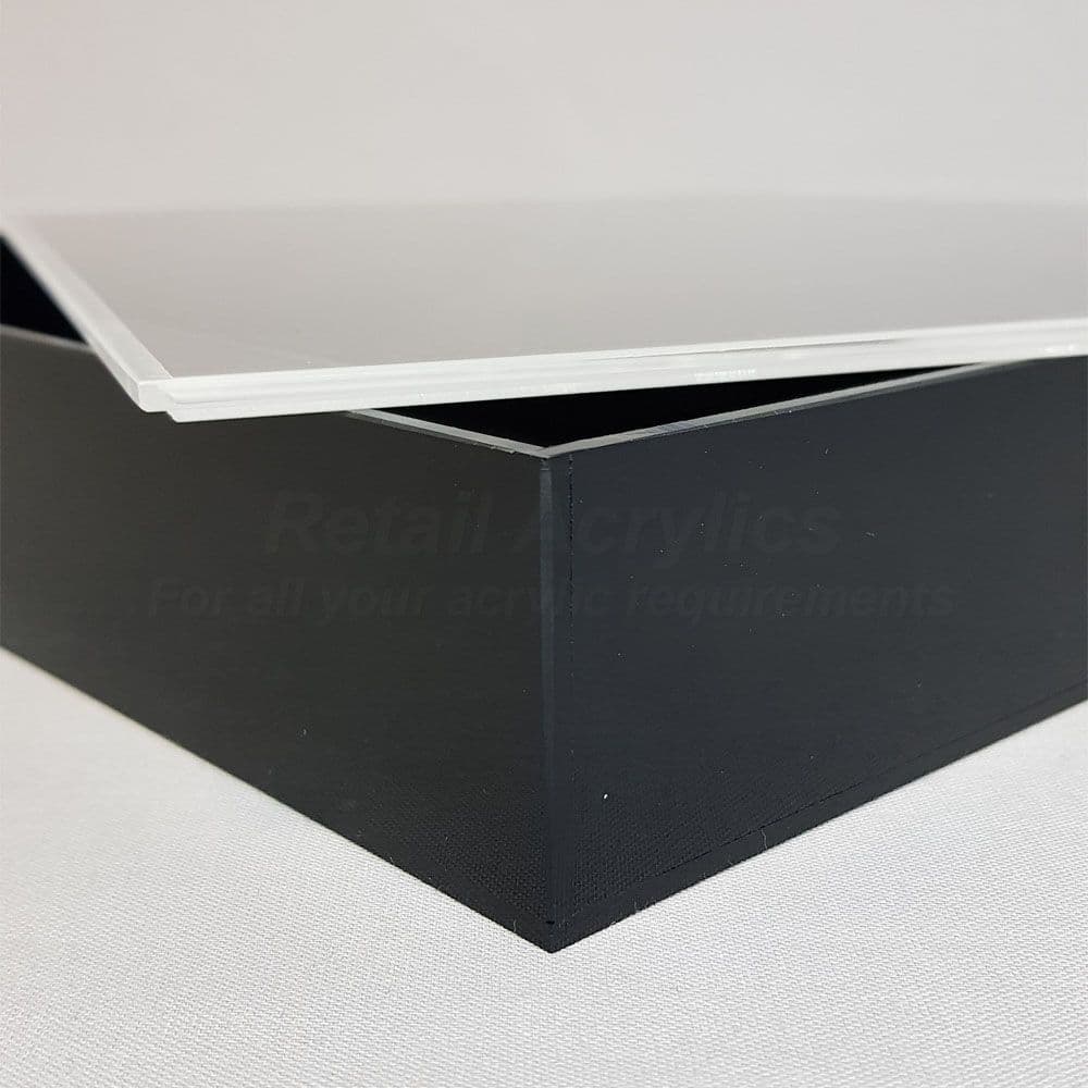 30cm Square Black Acrylic Tray with Lid - Deep