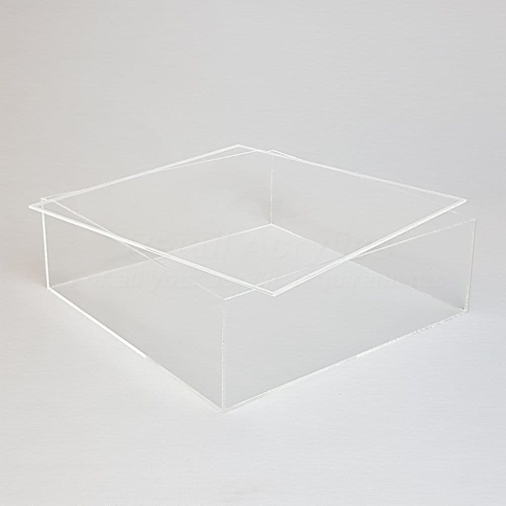 30cm Square Clear Acrylic Tray with Lid - Deep