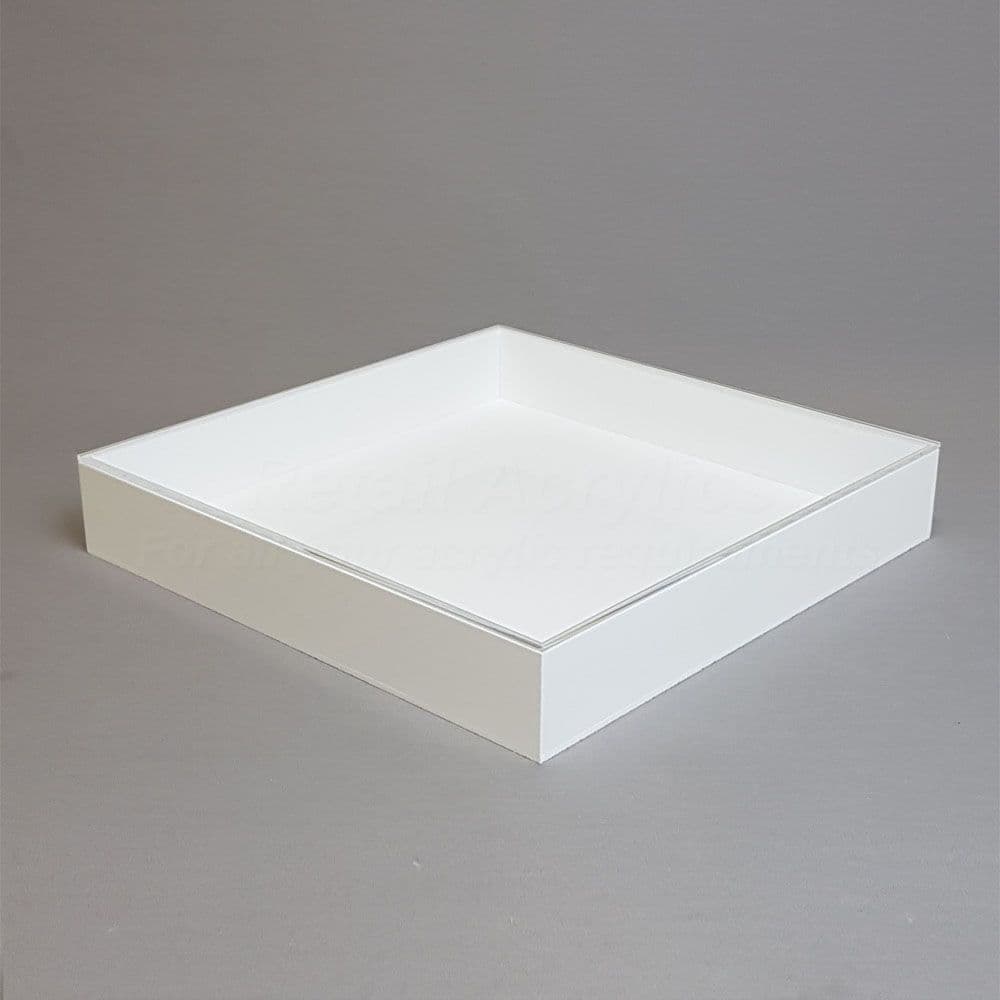 40cm Square White Acrylic Tray with Lid