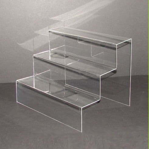 40cm Wide - Clear Acrylic 3 Step Display Stand