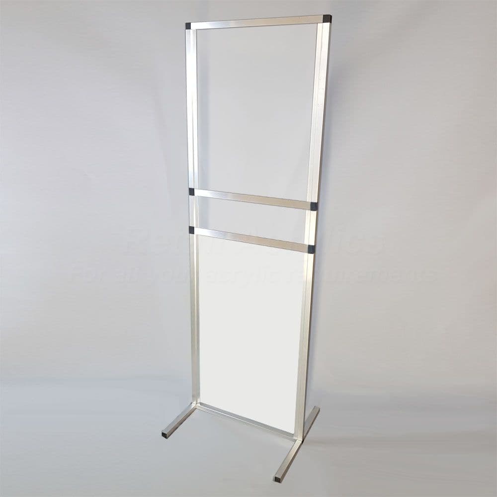 Free standing Sneeze Guard Screen Clear / white 70cm wide with serving ...