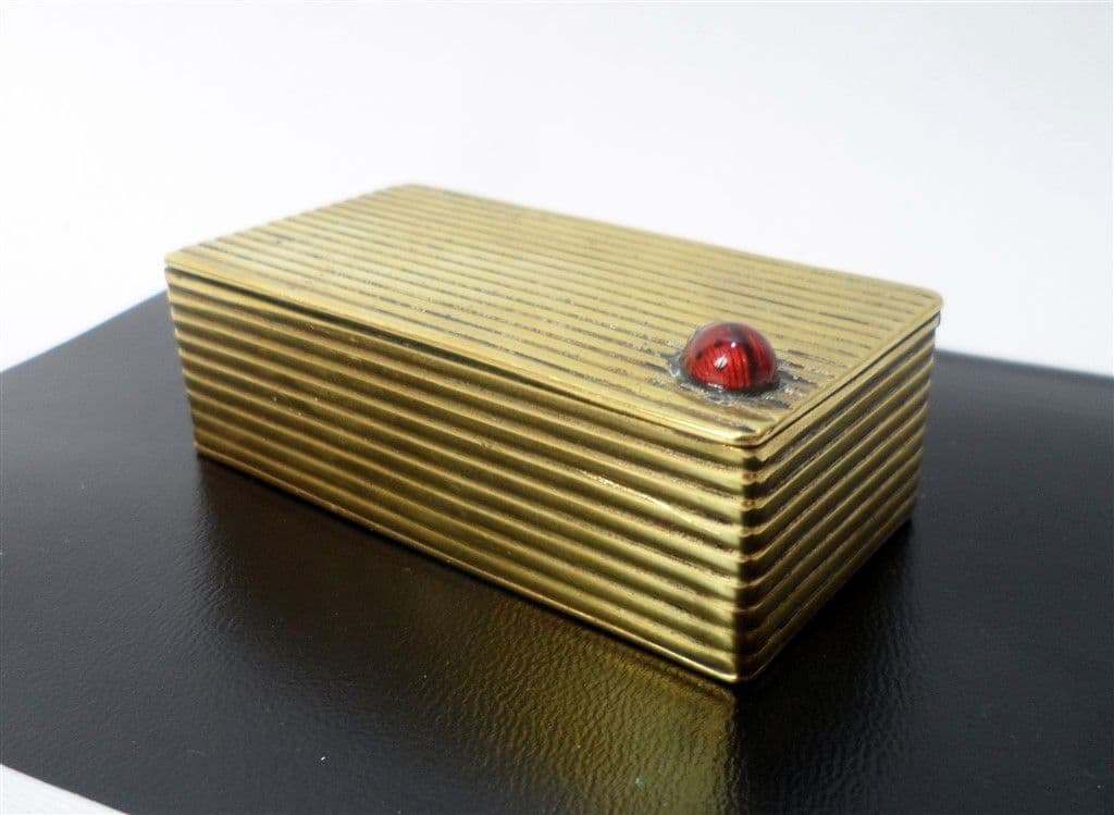 Antique Brass 3 Division Postage Stamp Box Case Circa 1880 Ribbed ...