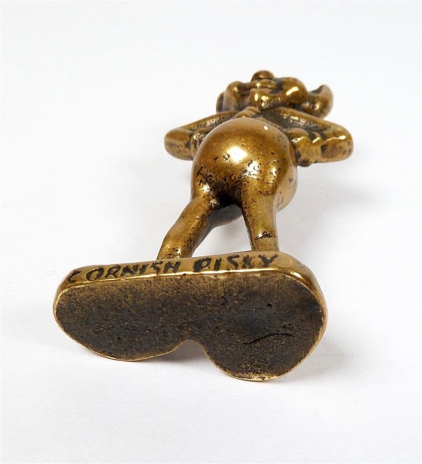 Antique Elpec Lloyd Pascal Birmingham Brass 3" High Cornish Lucky Pisky ...