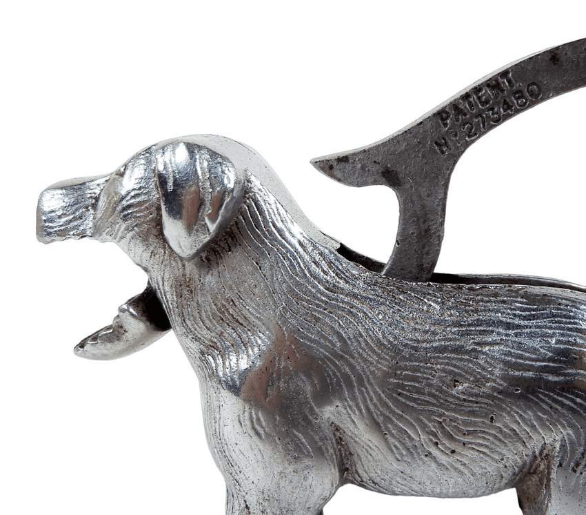 Antique Nickel Plated Cast Iron Figural 1928 Patent Dog Nutcracker Nut ...