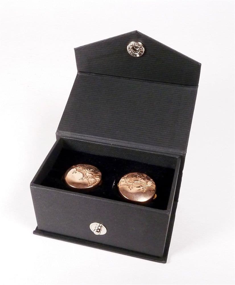 Antique Rose Gold Faced Cutler Perfect Action Solitaire Cufflinks Cuff ...