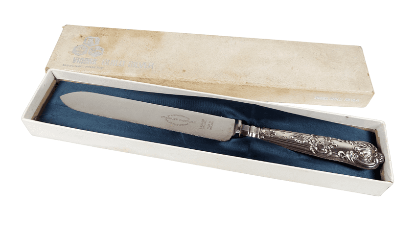 Antique Vintage Boxed Sterling Silver & Stainless Cake Knife Emile ...