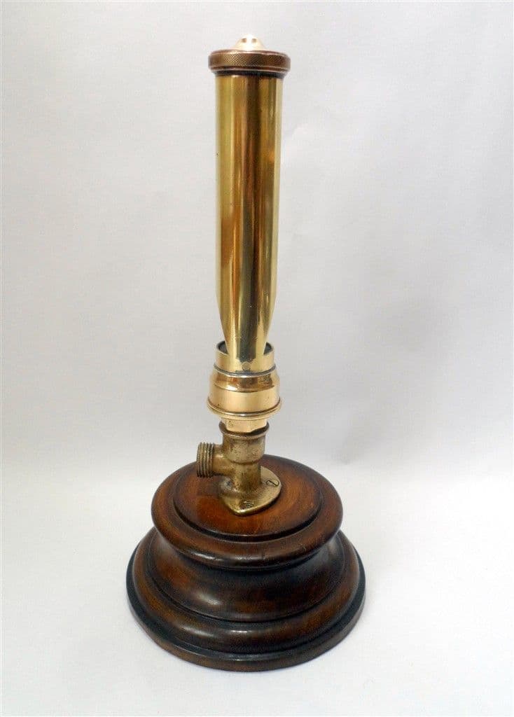 Antique Vintage Large Brass Steam Organ Pipe Whistle Display Stand Wood ...