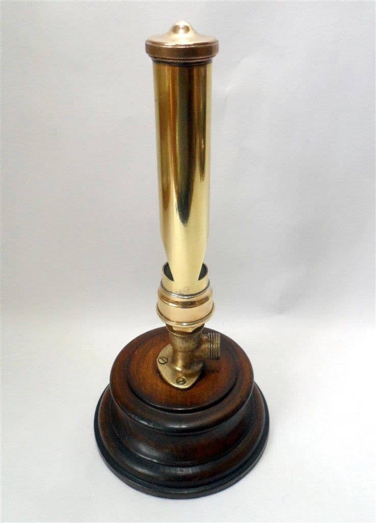 Antique Vintage Large Brass Steam Organ Pipe Whistle Display Stand Wood ...