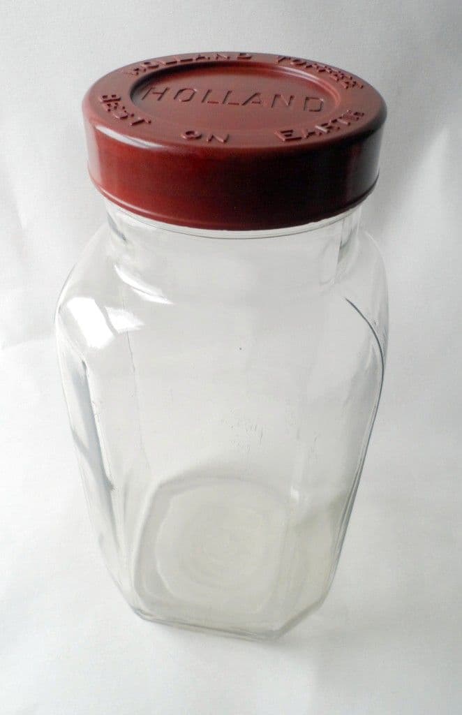 HTF Vintage Glass Bakelite Sweet Shop Storage Jar Holland Toffee ...