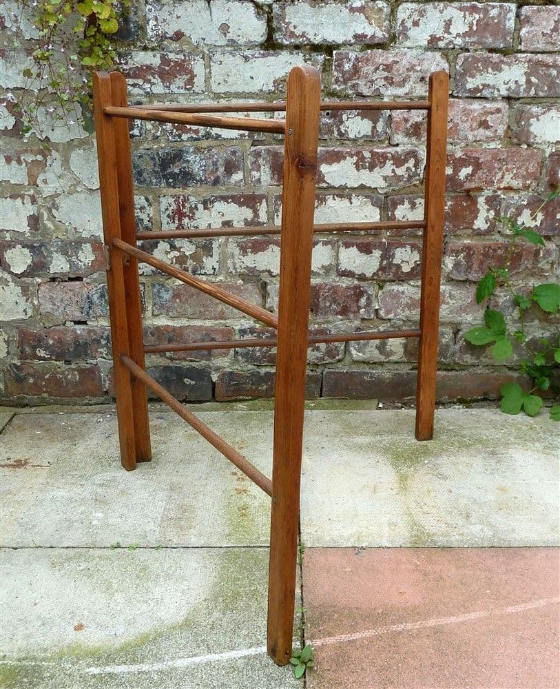 Small Vintage Washing Laundry Twin Wooden Clothes Maiden Horse Rack ...