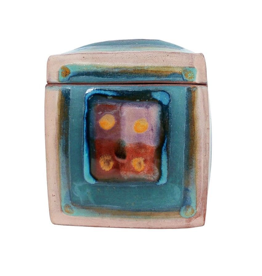 Unusual Jackie Walton British Studio Pottery Cube Lidded Pottery ...