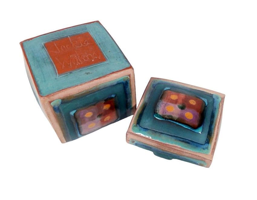 Unusual Jackie Walton British Studio Pottery Cube Lidded Pottery ...