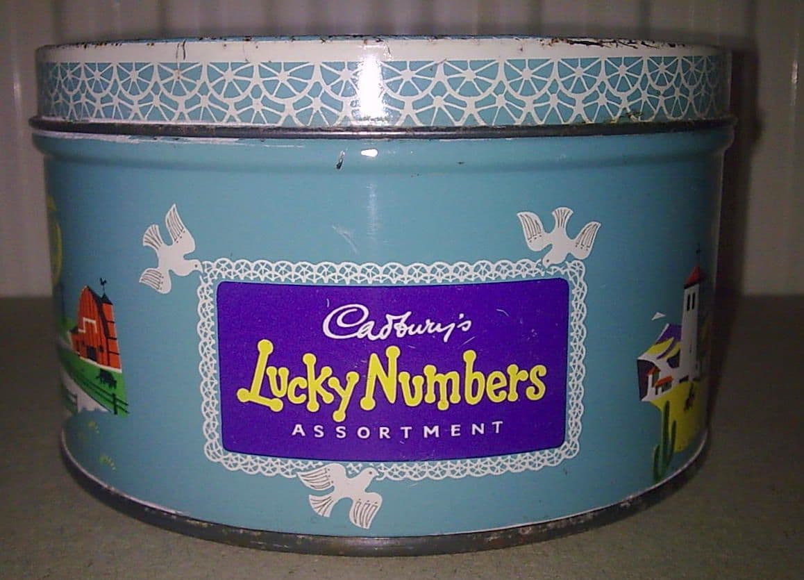 Vintage Cadbury s Cadburys Lucky Numbers Assortment Sweet Tin Circa 1960s