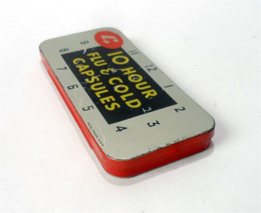 Vintage Chemist Medical Tin Cupal Blackburn 10 hour Flu & Cold Capsules ...