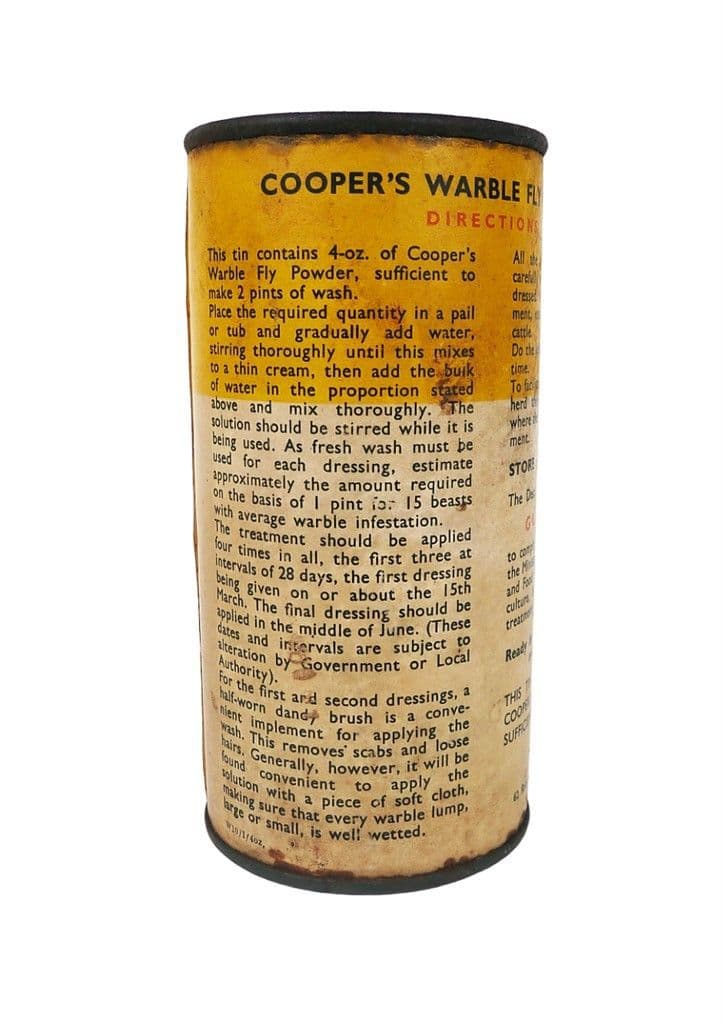 Vintage Farming Tin Cooper s Warble Fly Powder Warbled Cattle Wash ...