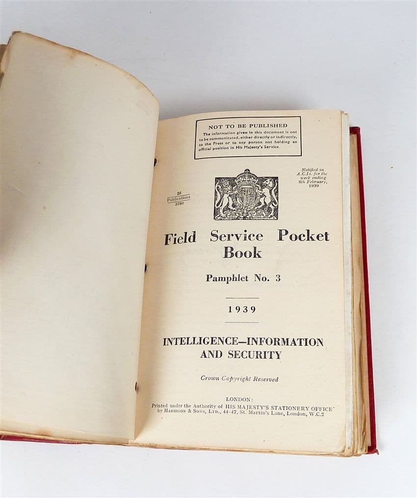 Vintage Field Service Pocket Book 1938 c/w 12 Pamphlets WW2 Military ...