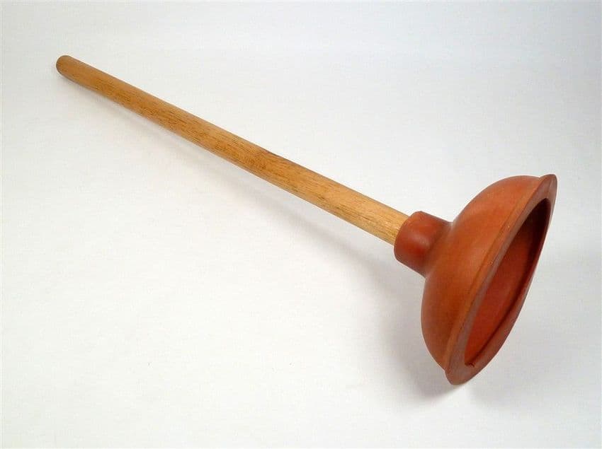 Vintage Kitchen Bathroom Long Handled Sink Rubber Plunger 1970s Wooden ...