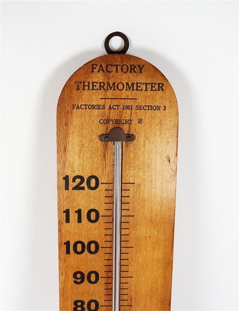Vintage Large Wooden Factory Fahrenheit Thermometer Wood FWO Factories ...