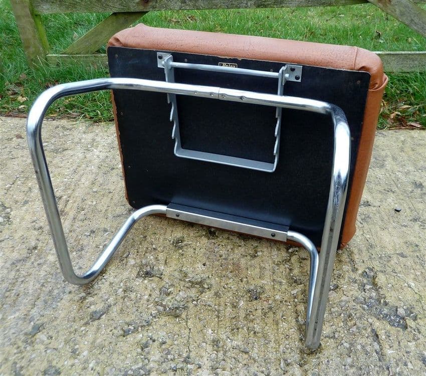 Vintage Mid Century Vinyl Tubular Chrome Adjustable Foot Stool A Relax ...