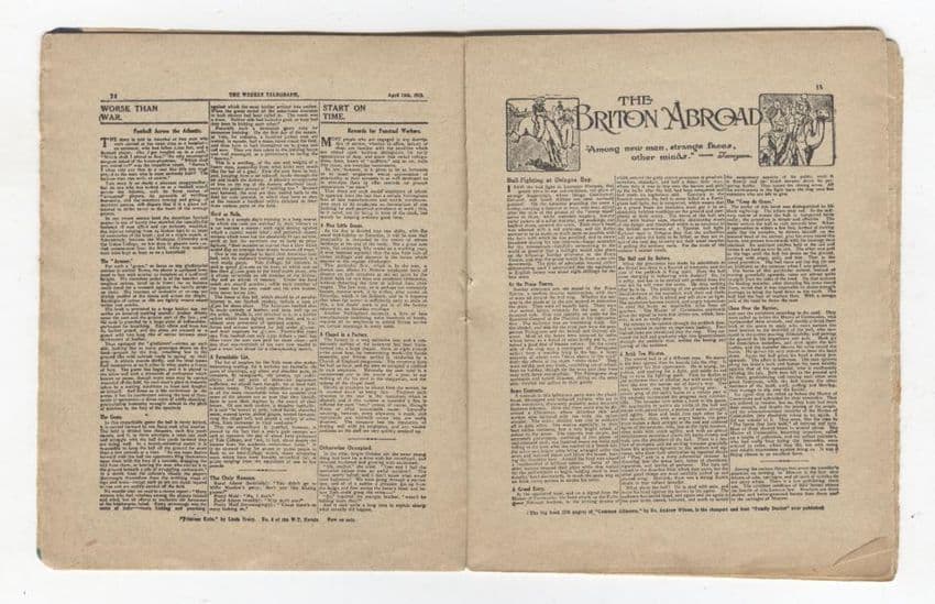 Vintage Miniature Newspaper The Weekly Telegraph Sheffield Circa 1913 ...