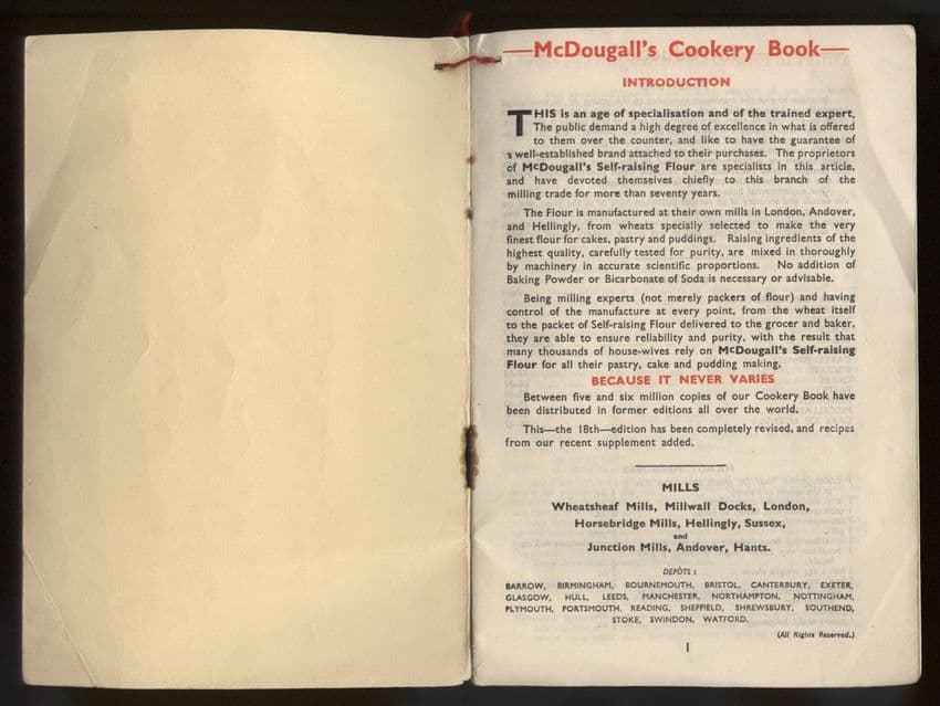 Vintage Recipe Cookery Book McDougall s Self-Raising Flour 18th Edition ...