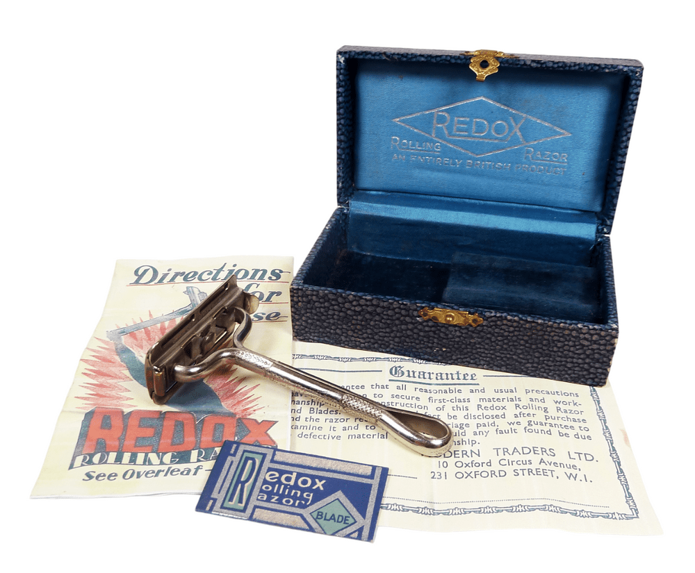 Vintage Shaving Boxed Redox 1934 Patent Rolling Safety Razor Set ...