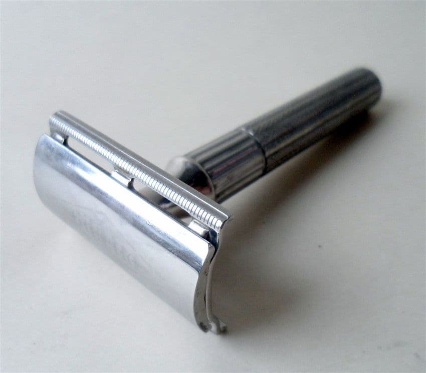 Vintage Shaving Gillette 3 Piece Fat Handle Tech Safety Razor Made in ...