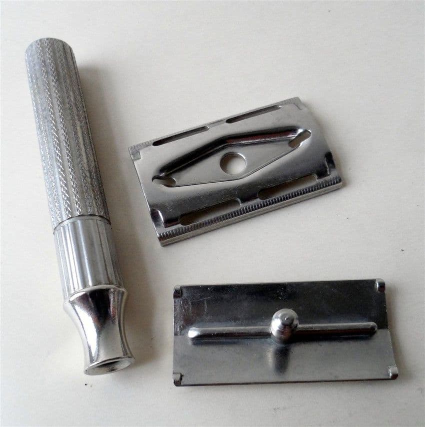 Vintage Shaving Gillette 3 Piece Fat Handle Tech Safety Razor Made in ...